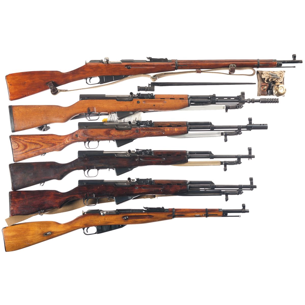 Six Russian/ Eastern European Long Arms -A) Russian Nagant Model 91/30 ...