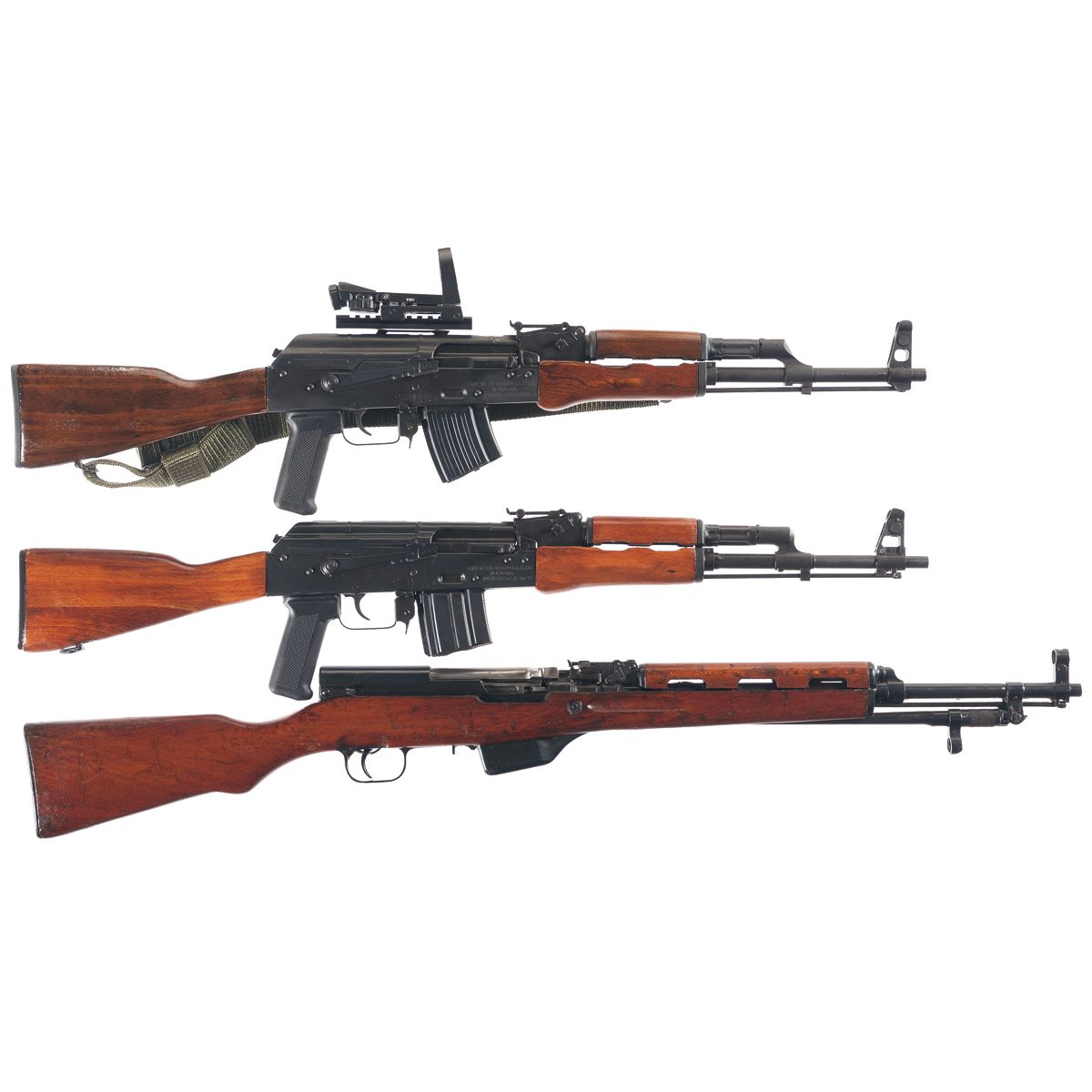 Three Semi-Automatic Rifles -A) Romanian SAR-1 Semi-Automatic Rifle ...