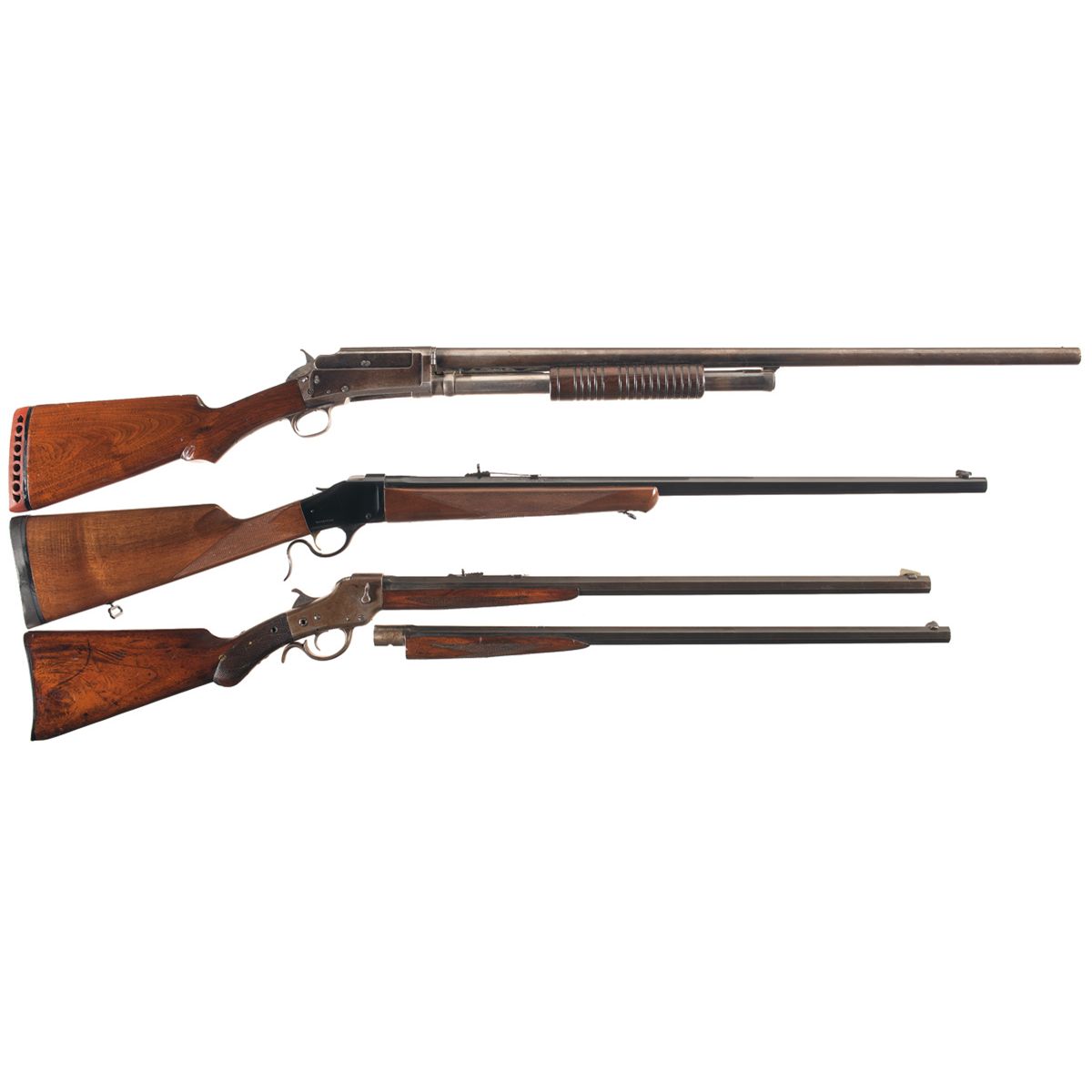 Three Long Guns -A) Marlin Model 19-S Slide Action Shotgun