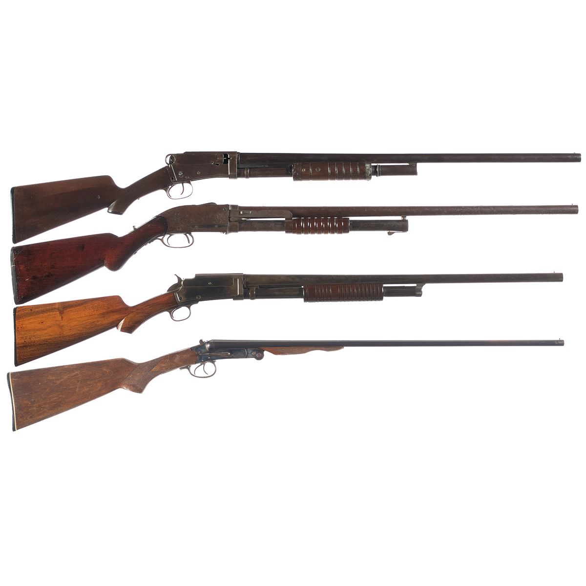 Four Shotguns -A) F. Bannerman Spencer Model 1900 Repeating Shotgun ...