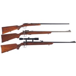 Three European Bolt Action Rifles -A) German Single Shot Bolt Action Rifle