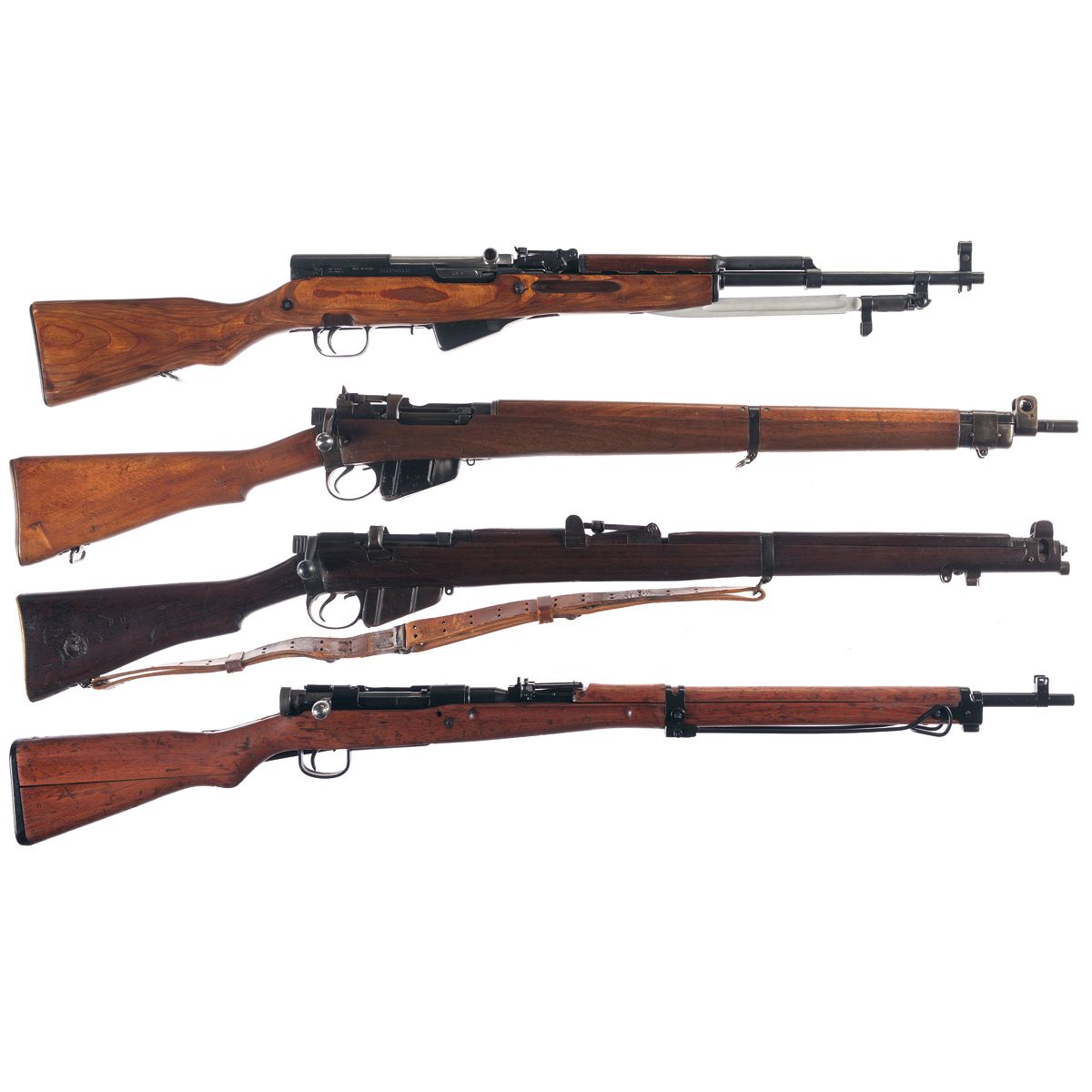 Four Rifles -A) Russian SKS Semi-Automatic Rifle with Folding Bayonet