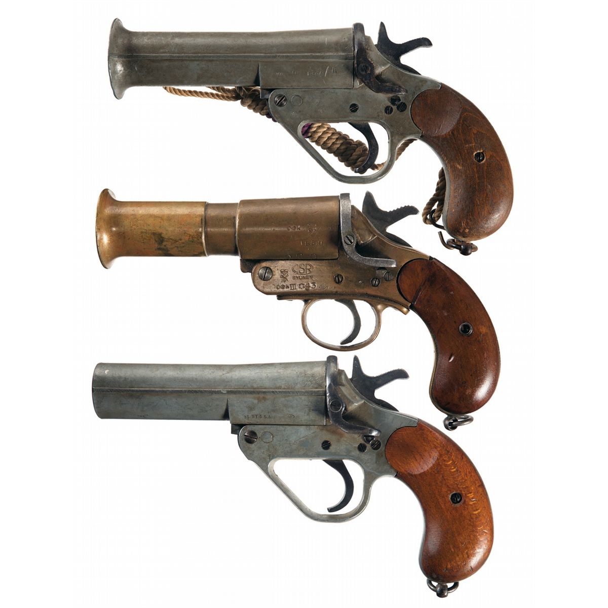 Three WWI/II Great Britain Flare Pistols -A) British No. 1 MK IV Flare ...