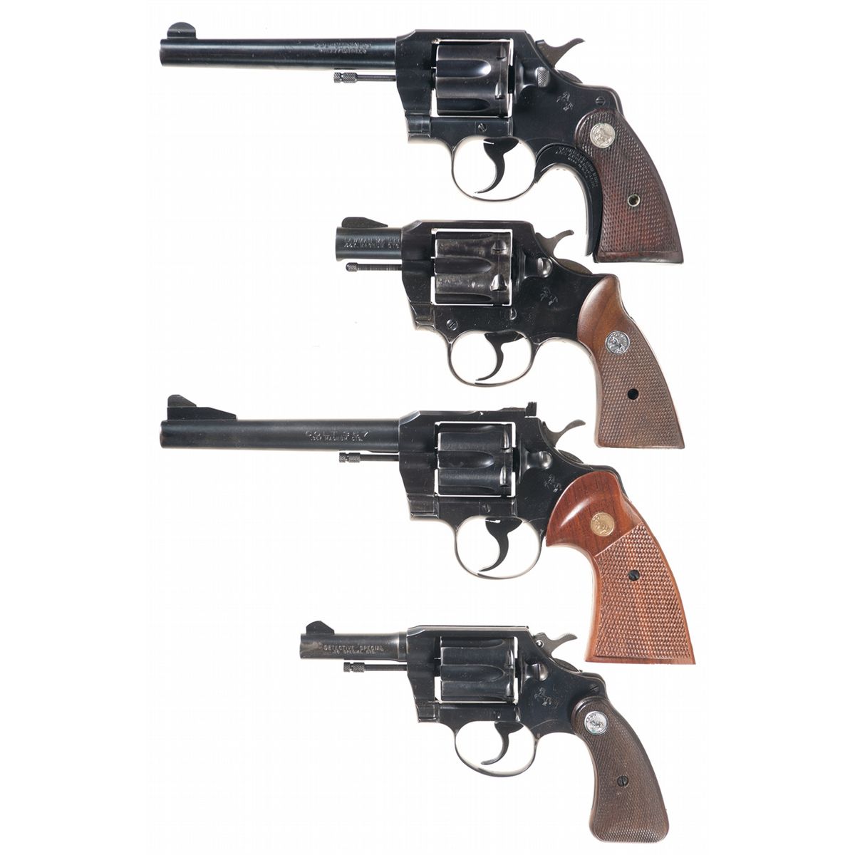 Four Colt Double Action Revolvers -A) Colt Official Police Heavy Barrel ...