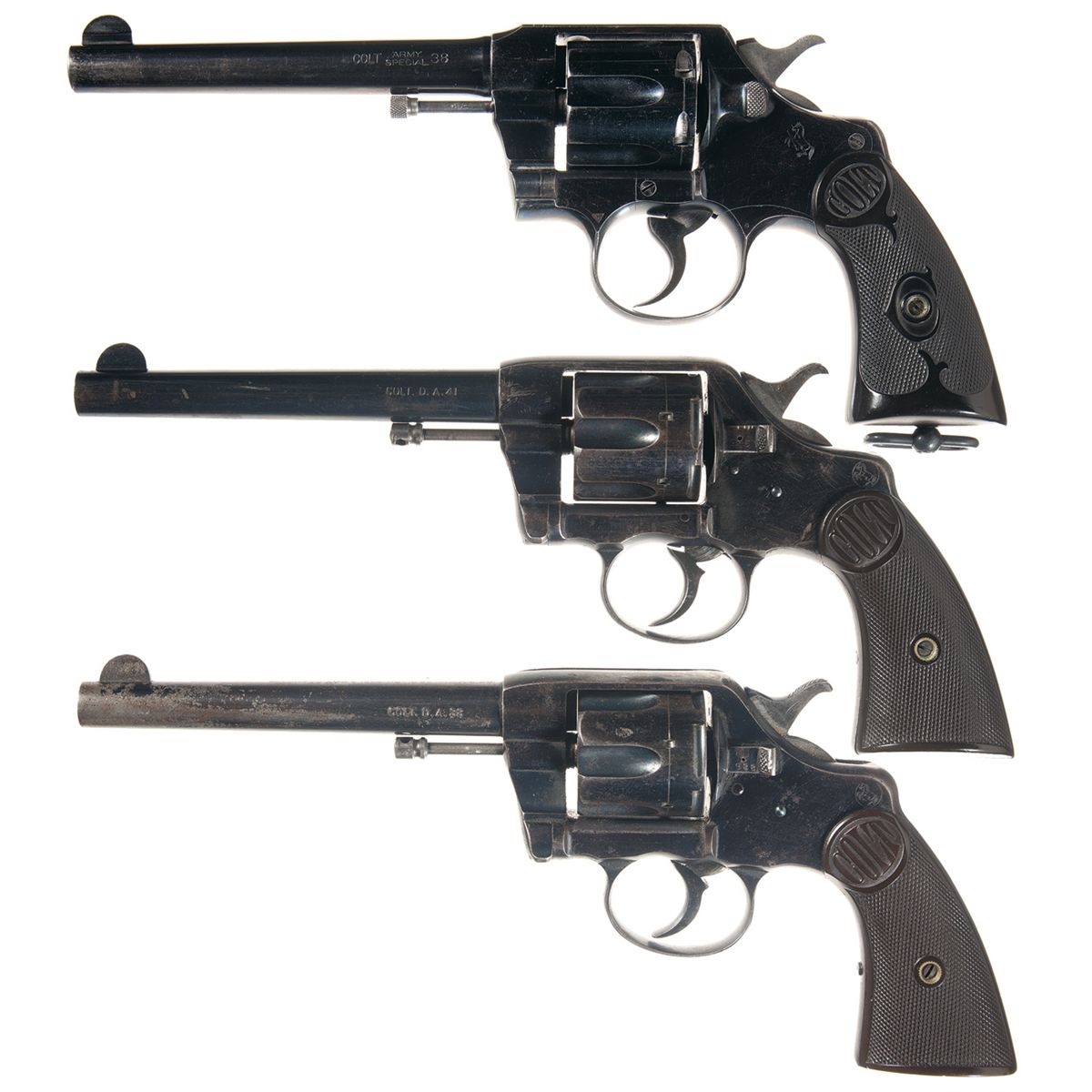 Three Colt Double Action Revolvers -A) Colt Army Special Double Action ...