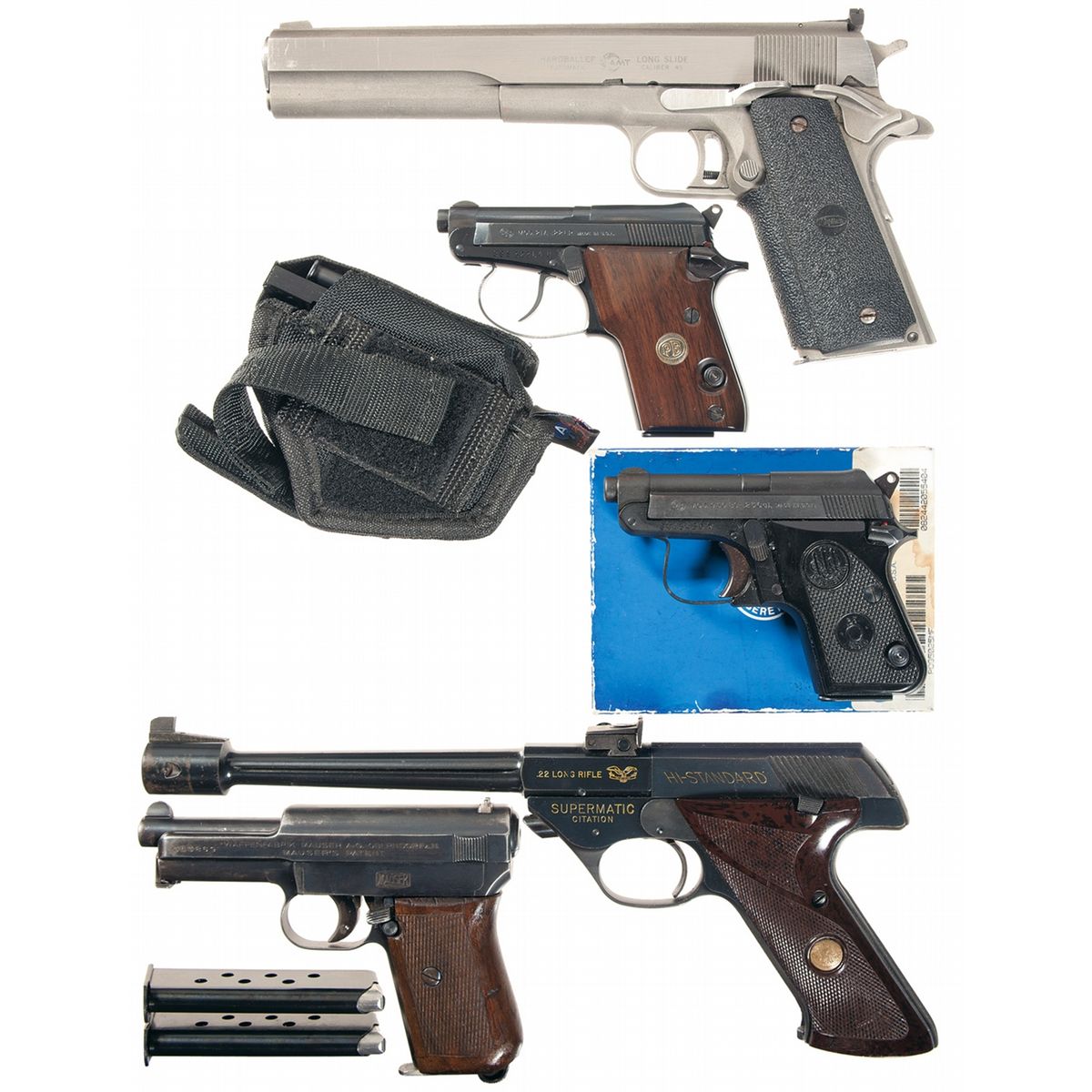 Five Semi-Automatic Pistols -A) AMT Hardballer Long Slide Semi ...