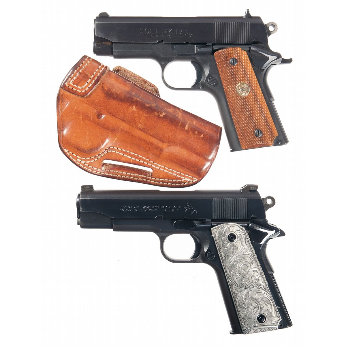 Two Colt Semi-Automatic Pistols -A) Colt MK IV Series 80 Officers ACP ...