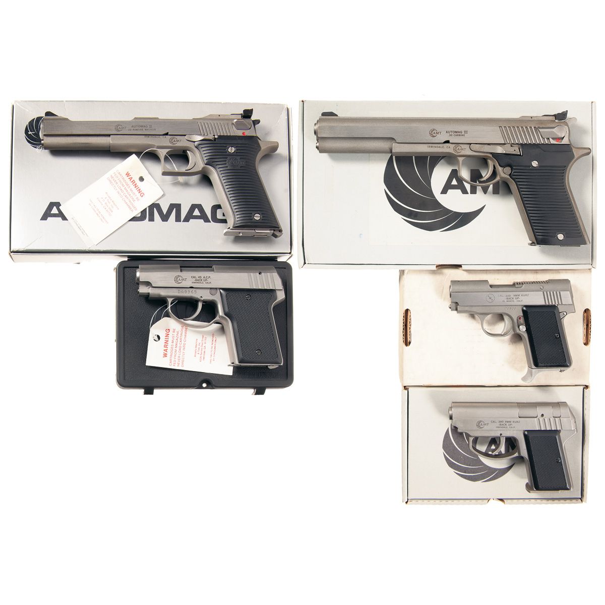 Five Boxed/Cased AMT Semi-Automatic Pistols -A) AMT Automag II Semi ...