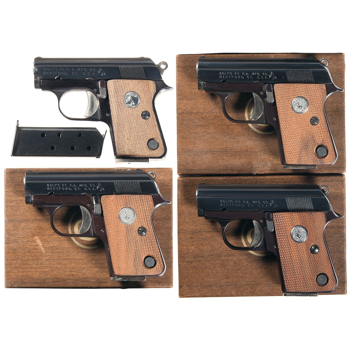 Four Colt Junior Pocket Semi-Automatic Pistols -A) Colt Junior Semi ...