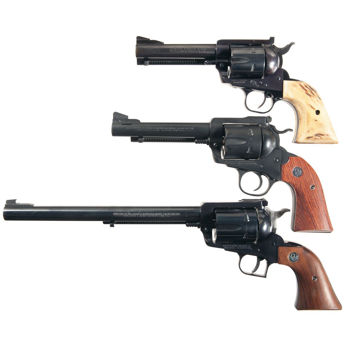 Three Ruger Single Action Revolvers -A) Early Ruger Blackhawk Flattop ...