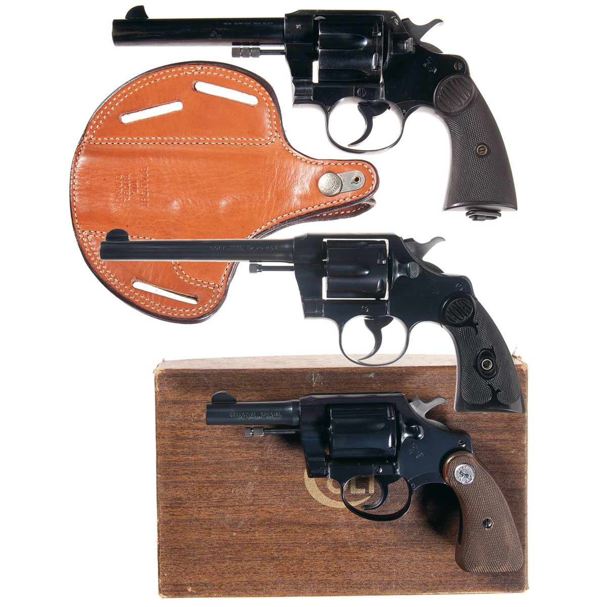 Three Double Action Revolvers -A) Colt New Service Double Action ...