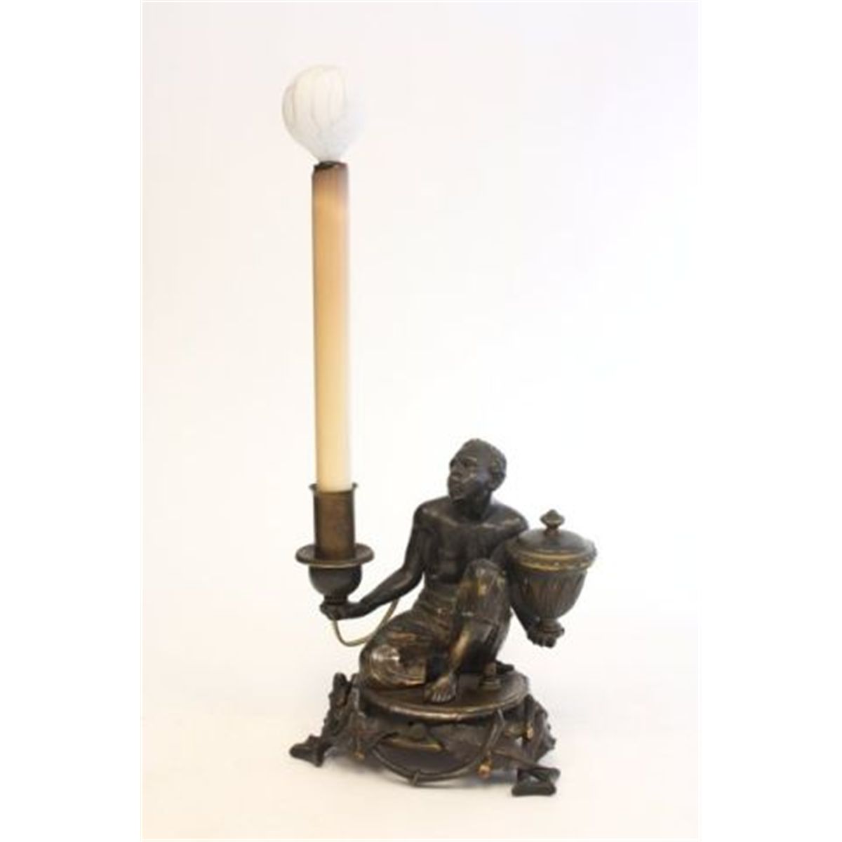 Gilt metal "Seated Moor" desk lamp ca 1910-20's
