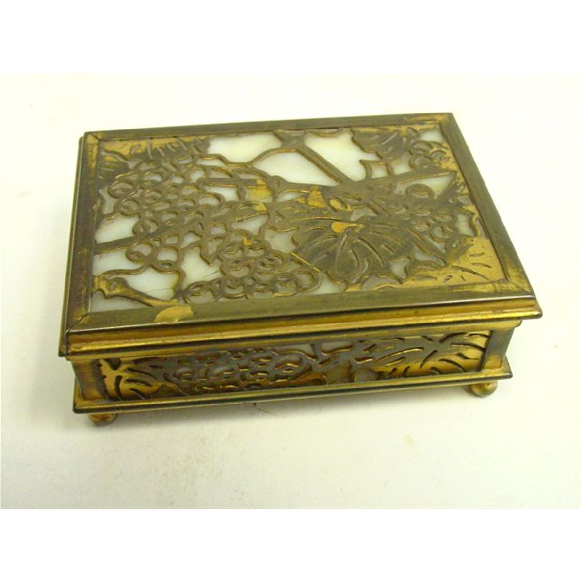 Tiffany Studios bronze & glass box