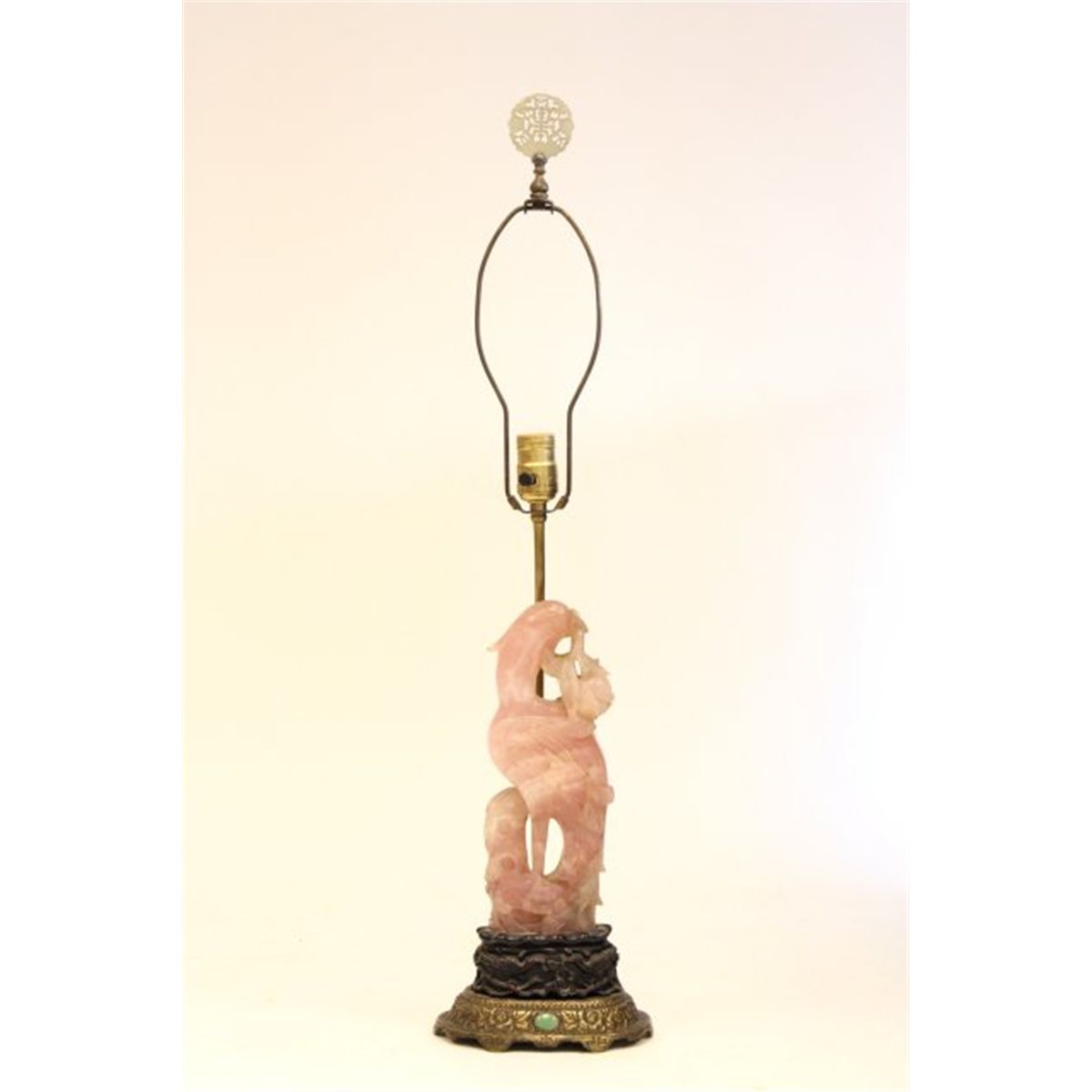 Pink Chinese jade "Bird" lamp