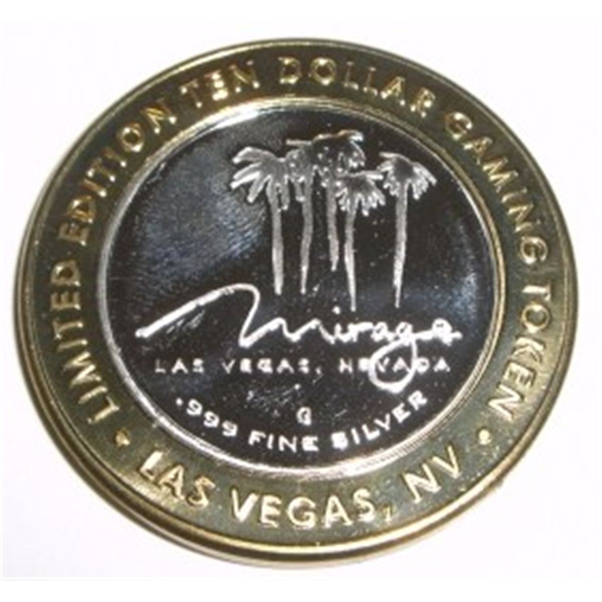 Casino ".999 SILVER STRIKE" $10 Coin VERY RARE *MIRAGE-DANNY GANS*!!
