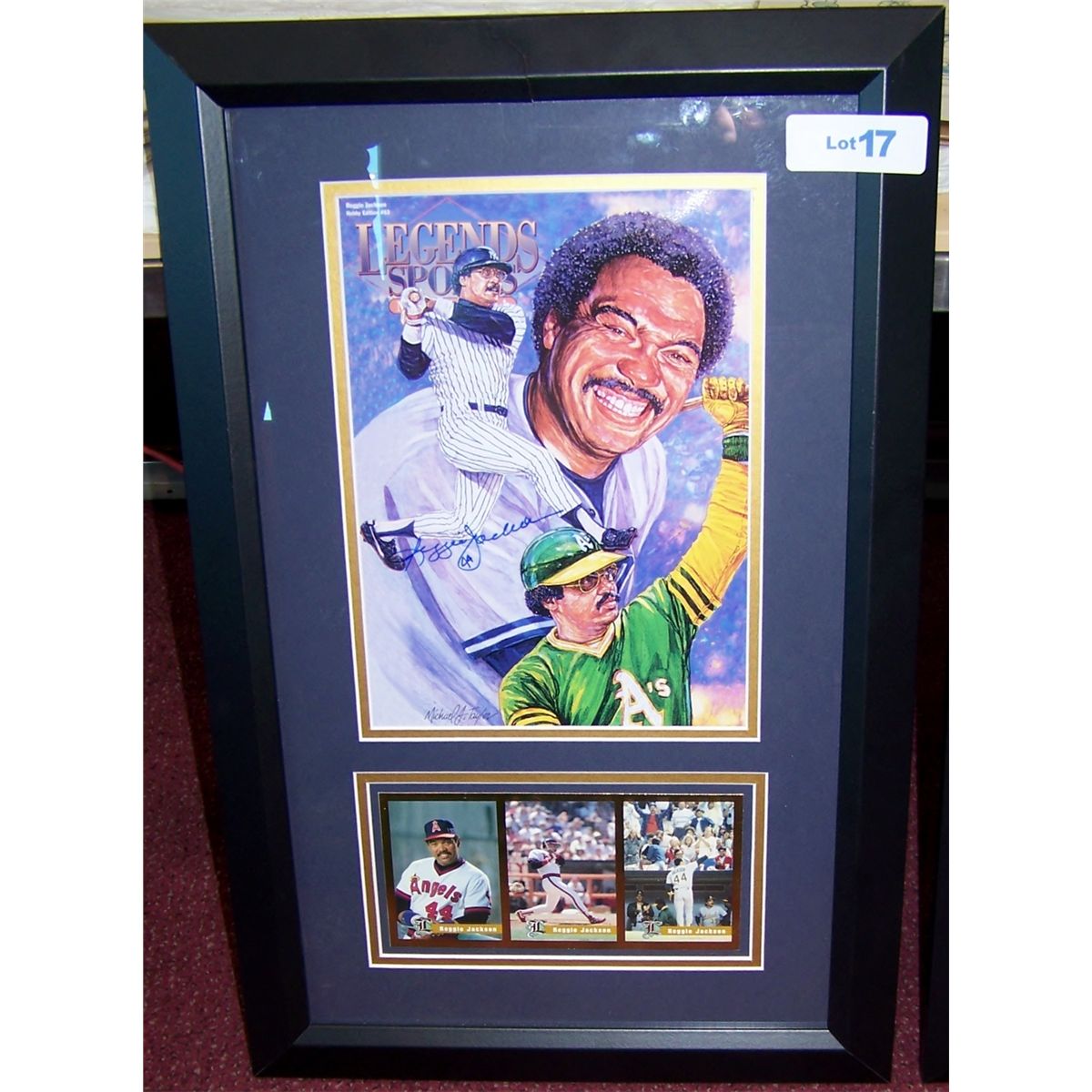 Reggie Jackson Signed Memorabilia Display.
