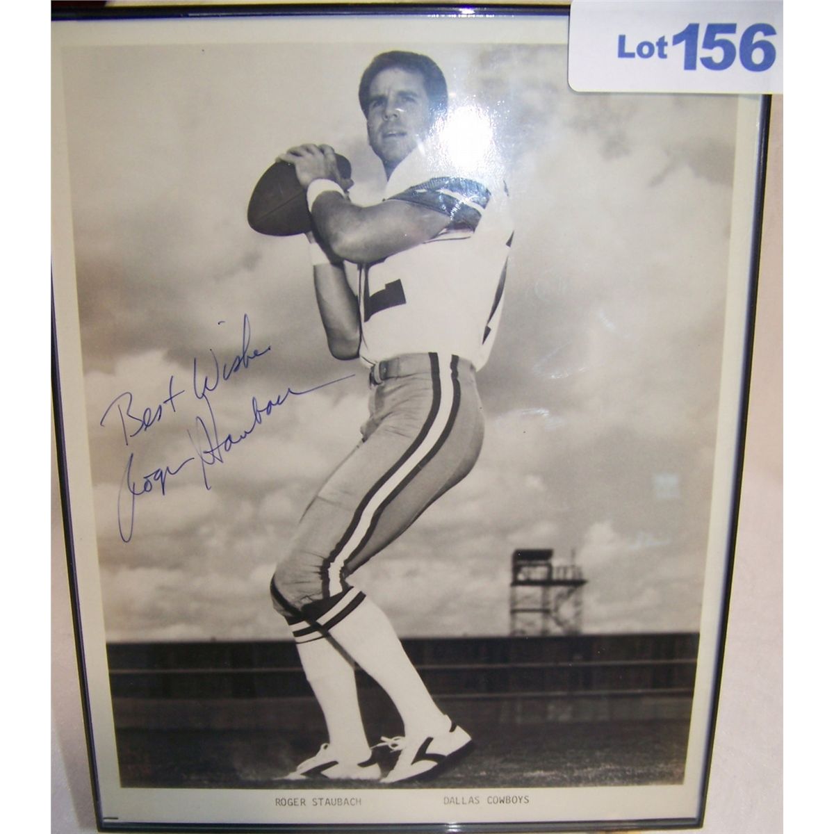 ROGER STAUBACH Autographed Black & White Picture.
