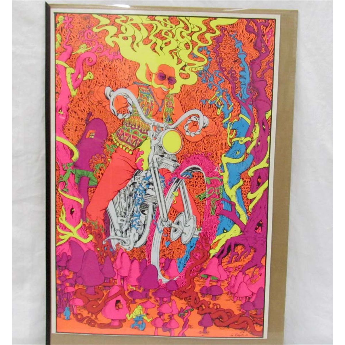 1967 JOE ROBERTS JR. MOTORCYCLE MAN BLACK LIGHT POSTER
