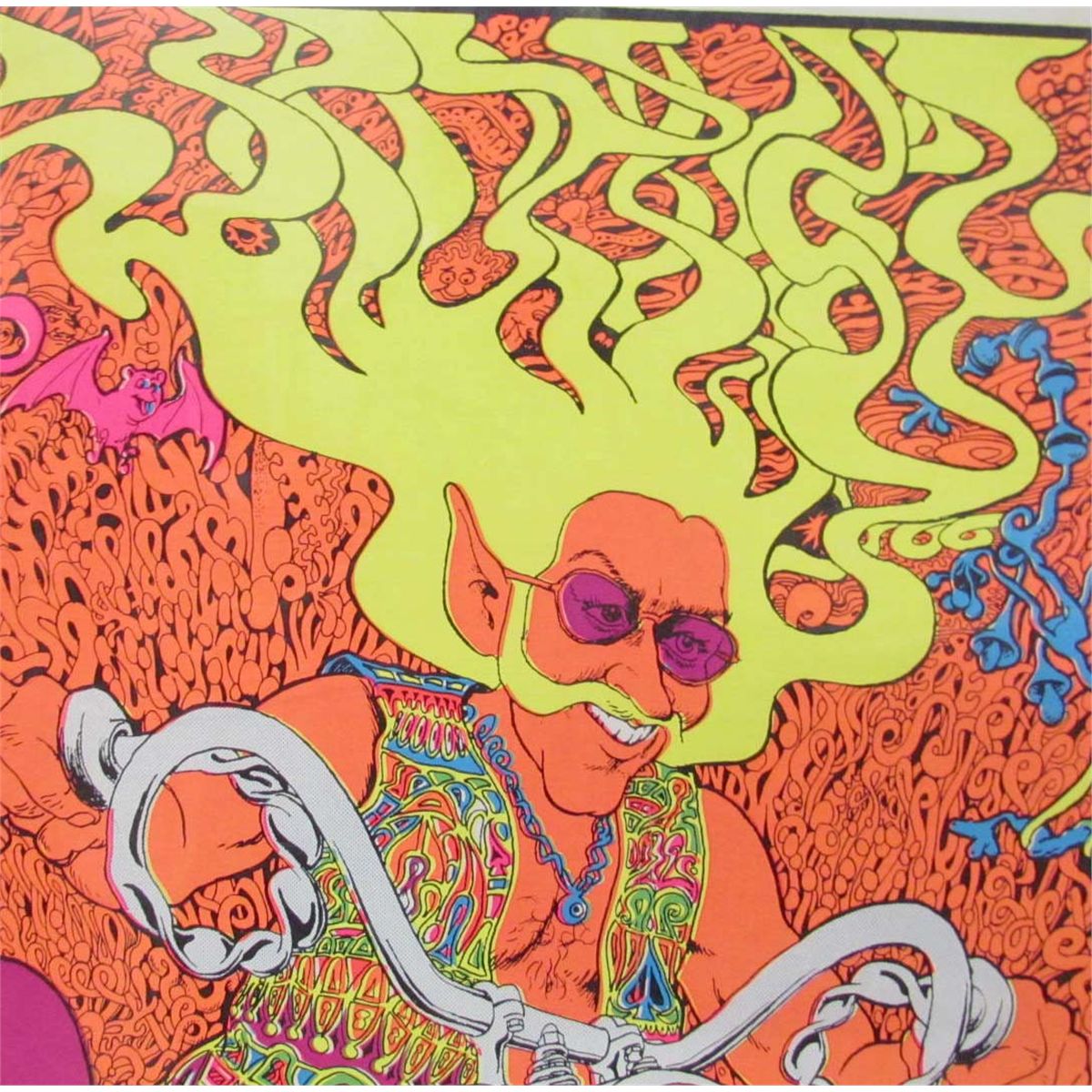 1967 JOE ROBERTS JR. MOTORCYCLE MAN BLACK LIGHT POSTER
