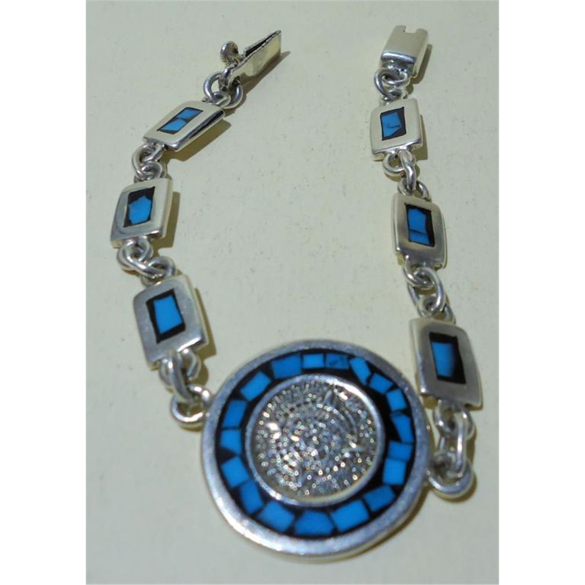 Aztec Style Silver Necklace and Bracelet Set