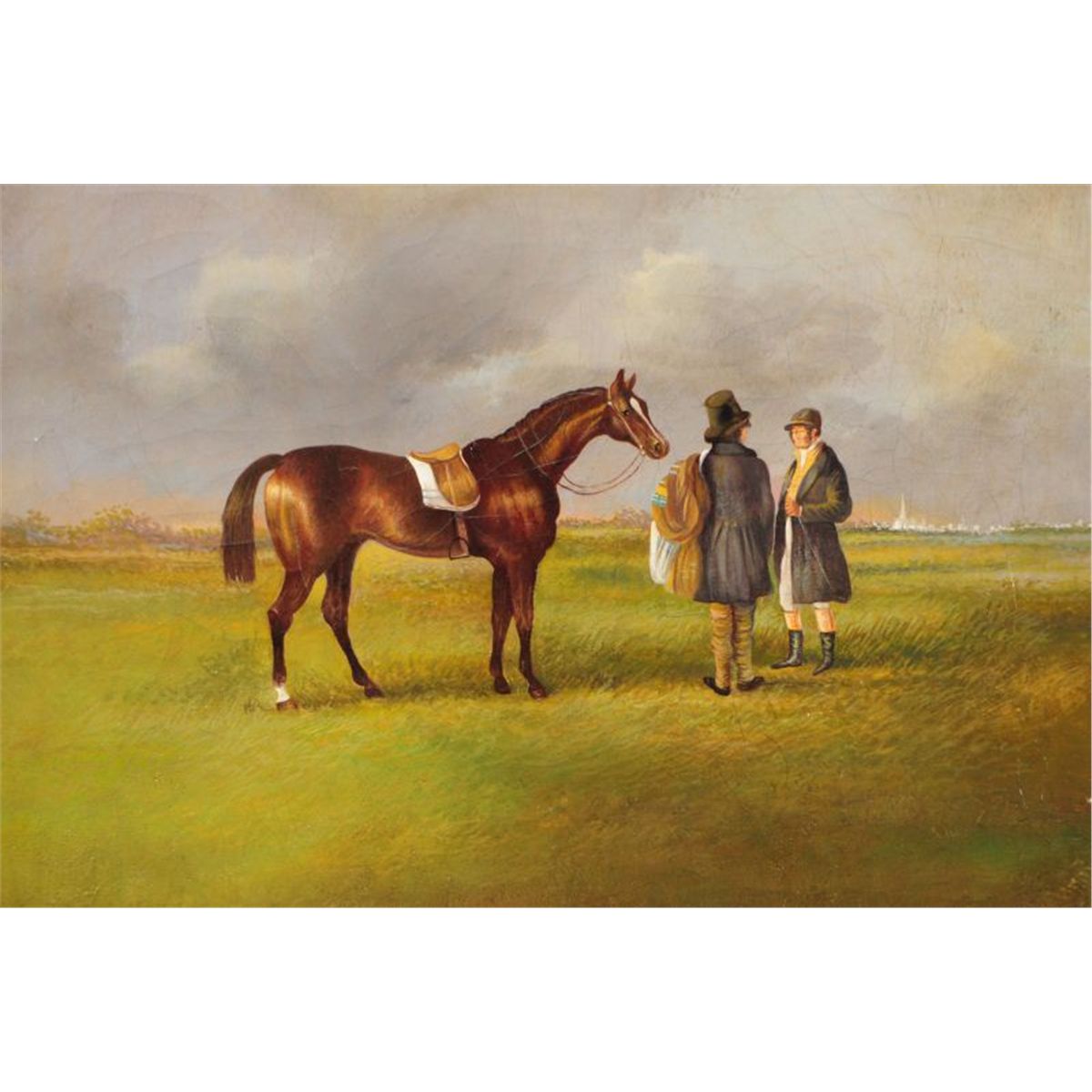 Early Horse Racing Scene Oil Painting