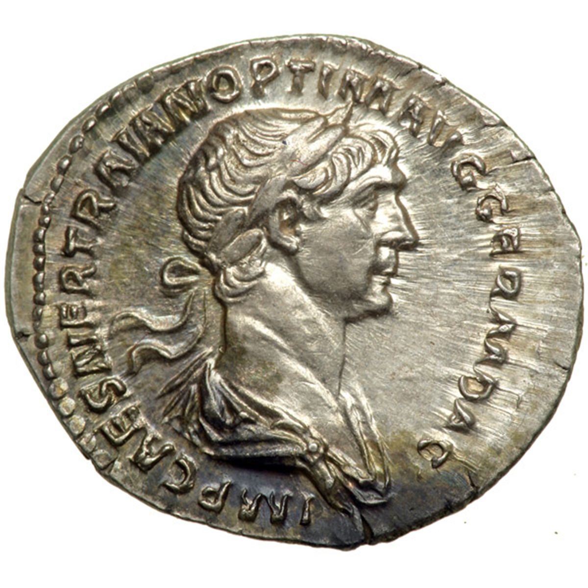Trajan, AD 98-117. AR Denarius minted at Rome, AD 114-117. MS