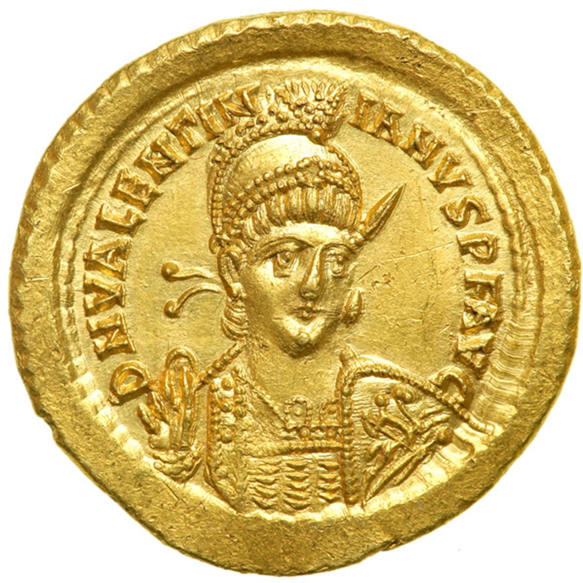 Valentinian III, AD 425-455. Gold Solidus (4.51 g) minted at ...
