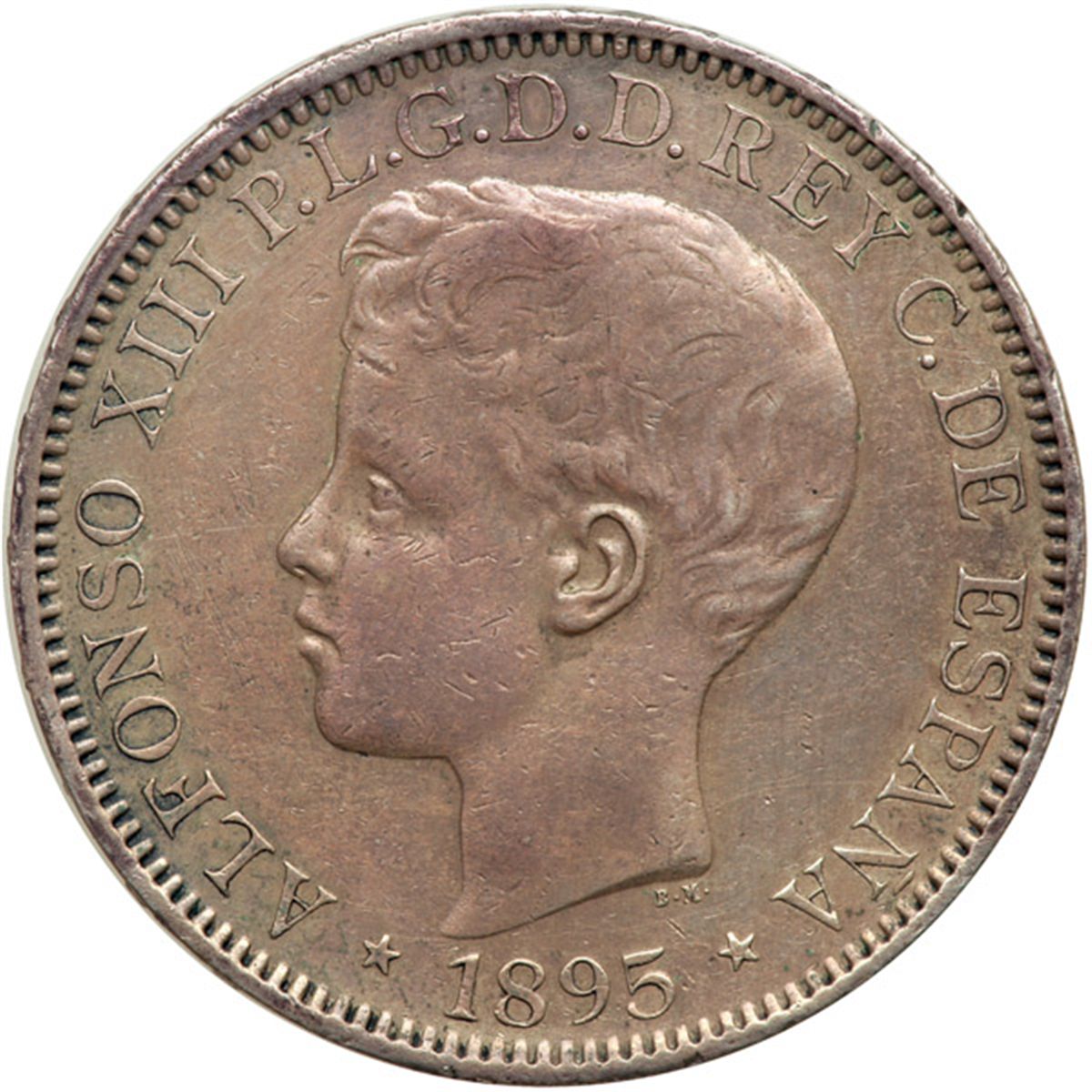 Puerto Rico. Peso, 1895-PGV. VF