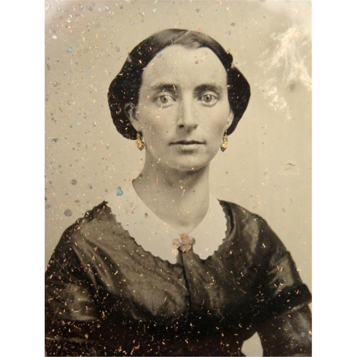 2 Antique Tintype/Ambrotype Photos In Cases -Women