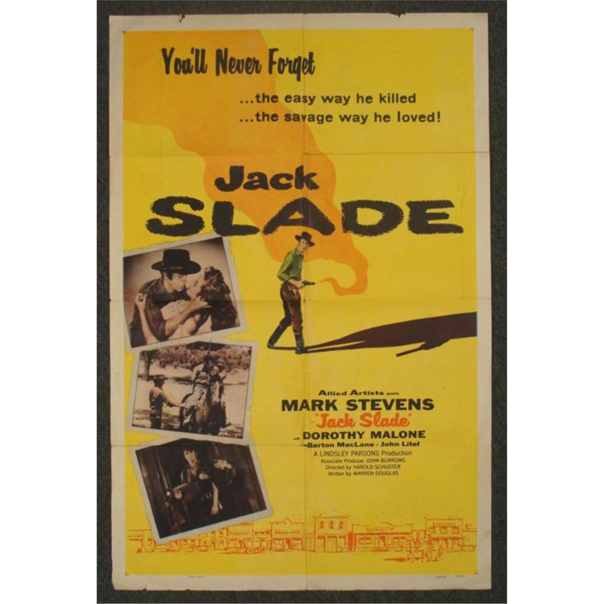 Jack Slade Orig 1 Sht Cowboy Western Movie Poster 1953