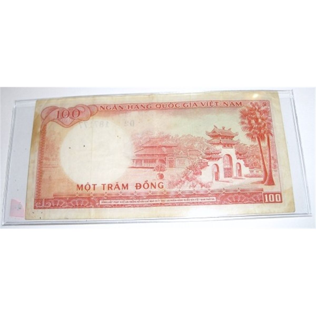 War Vietnam 100 MOT TRAM DONG Note Serial # D2 187177!!