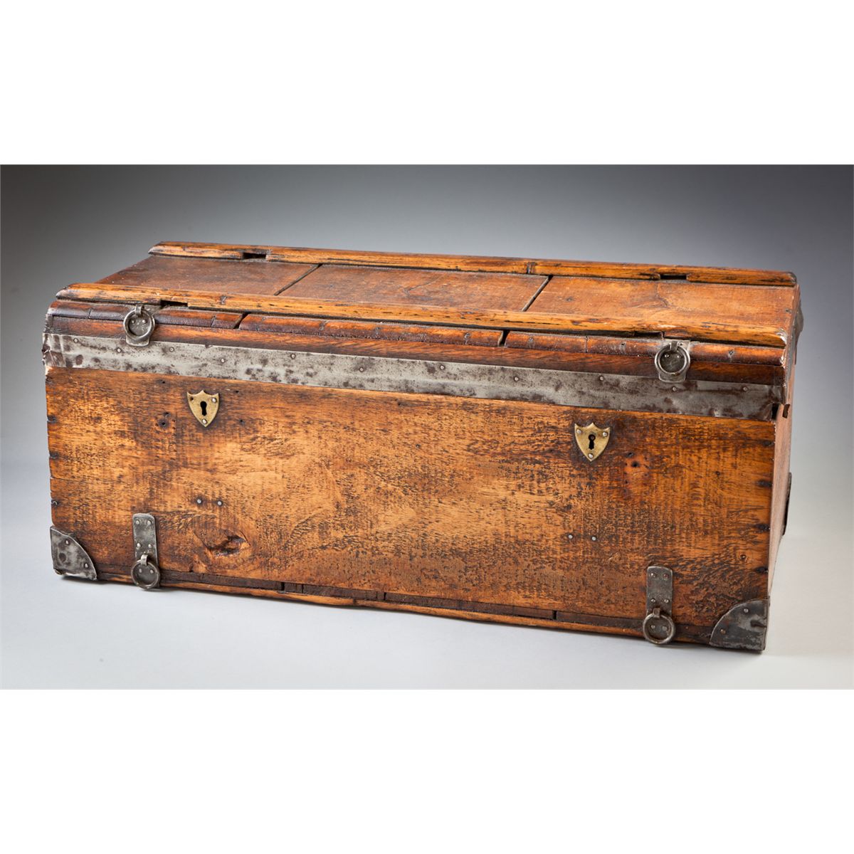 Steel Banded Wooden Stagecoach Chest