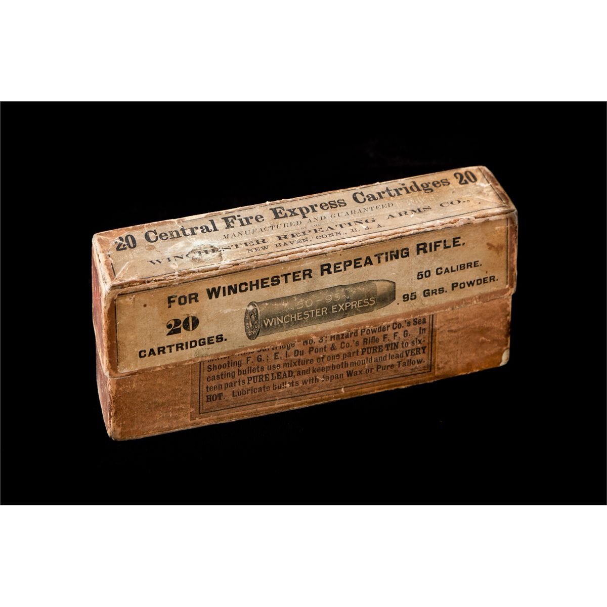 Antique Box of Winchester .50-95 Cartridges