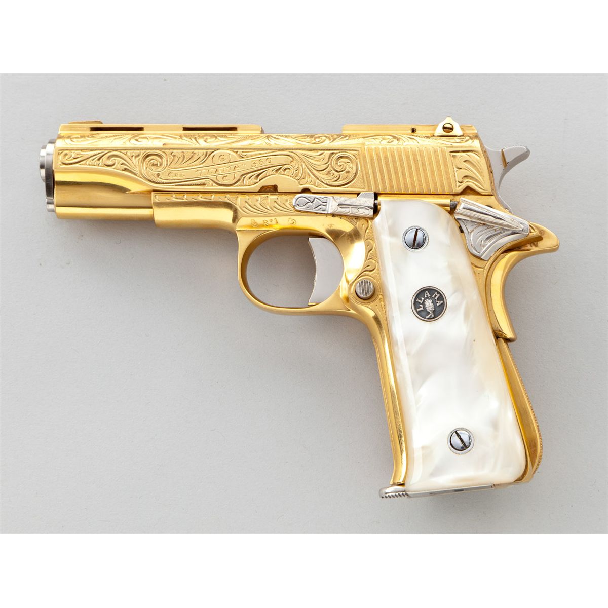 Gold Engraved Llama Small Frame Pistol