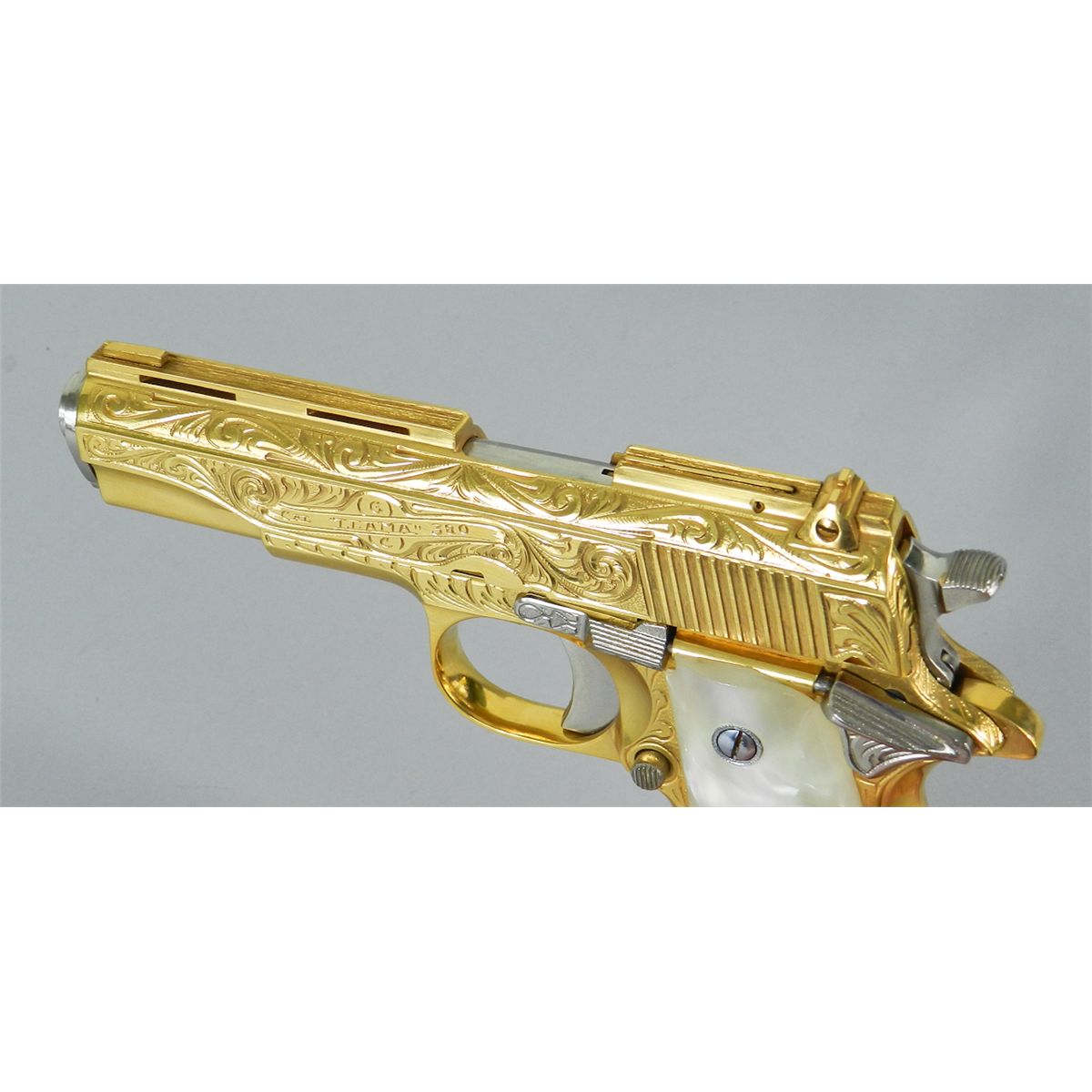 Gold Engraved Llama Small Frame Pistol