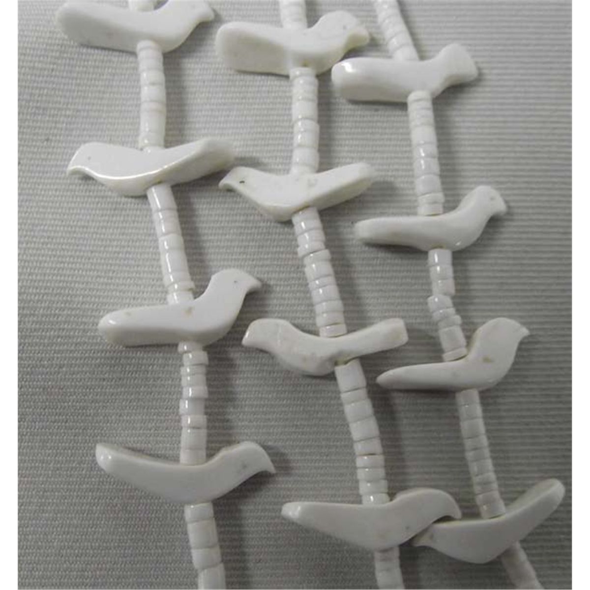 Zuni 3 Strand White Shell Bird Fetish Necklace