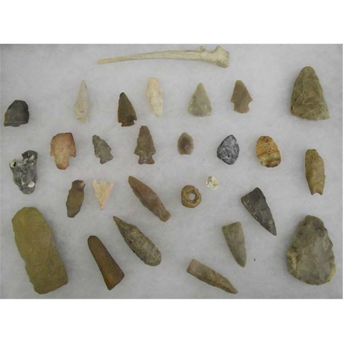 Stone Arrowheads, Tools, Bone Hair Pick Collection