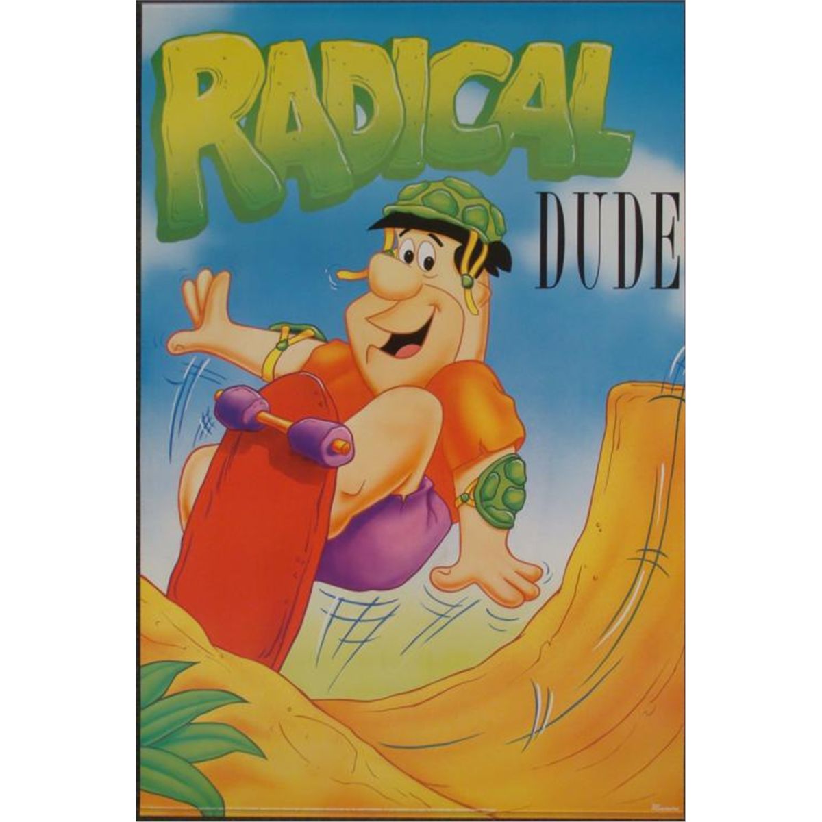 Fred Flintstone Cartoon Skateboard Poster Radical Dude