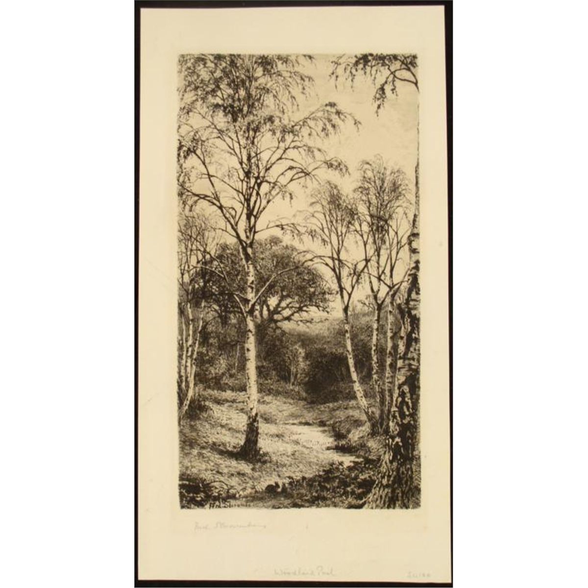 Fred Slocombe Original Signed Etching Woodland Pool