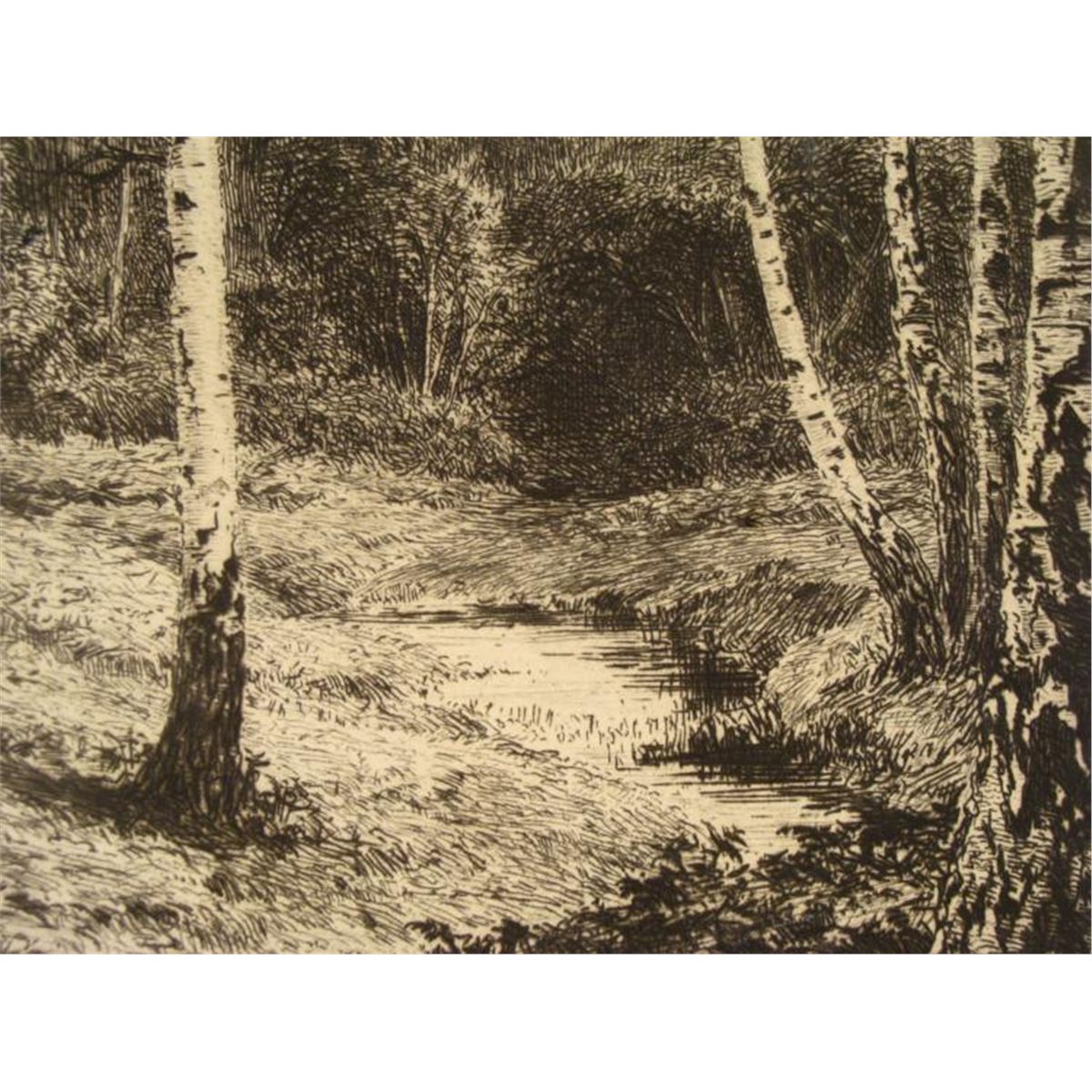 Fred Slocombe Original Signed Etching Woodland Pool