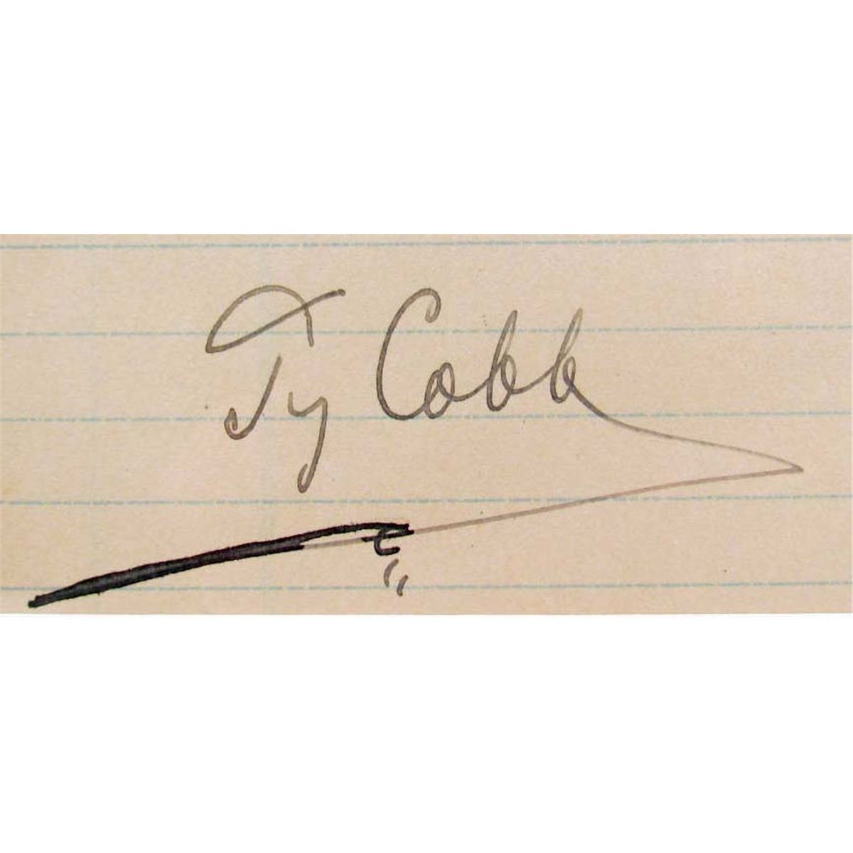 CUT SIGNATURE OF TY COBB W/ PHOTO - FRAMED W/ COA