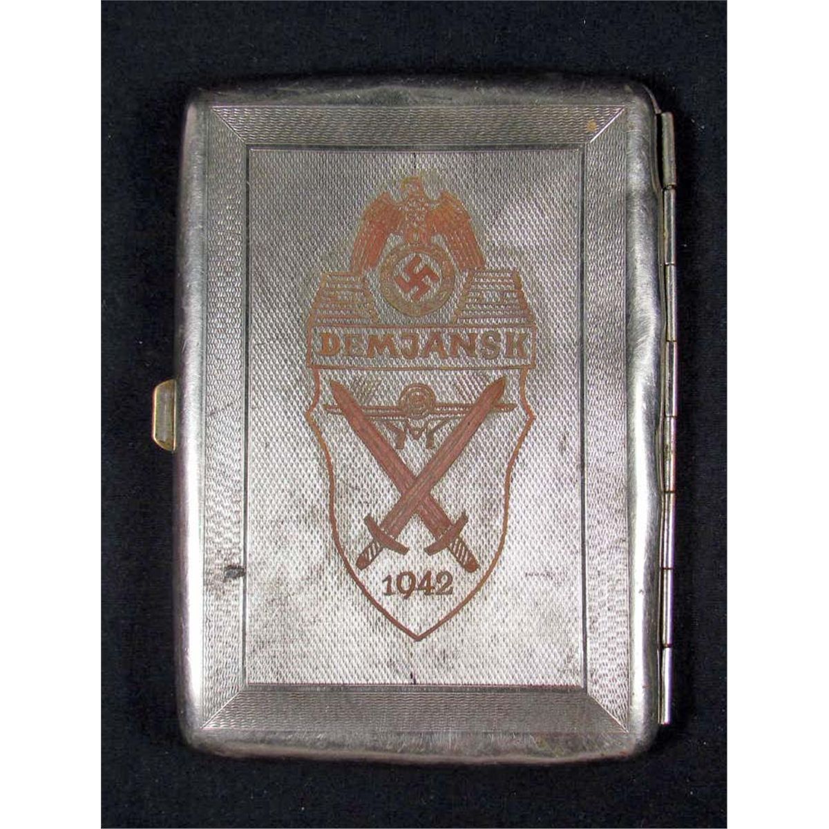 GERMAN NAZI DEMYANSK SHIELD CIGARETTE CASE