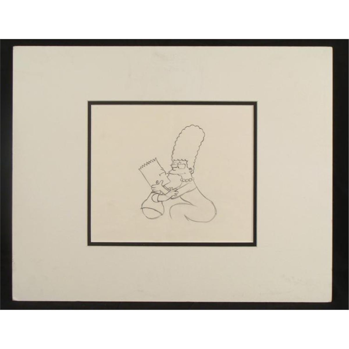 Simpsons Original Production Drawing Marge and Bart Hug