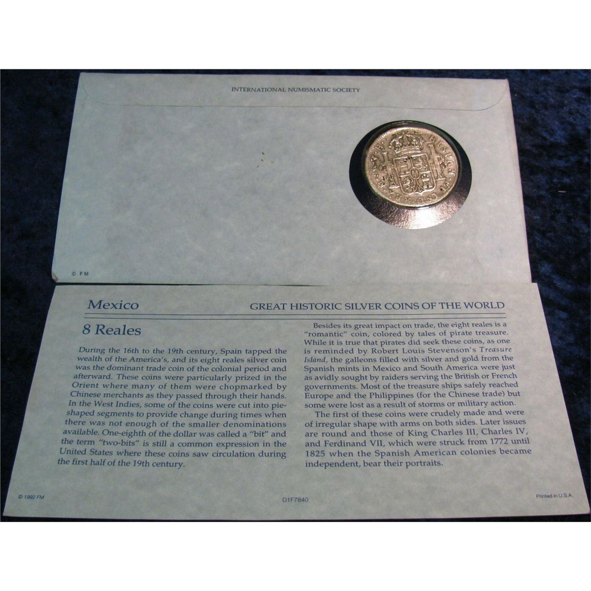 172. Great Historic Silver Coins of the World Stamped Cover