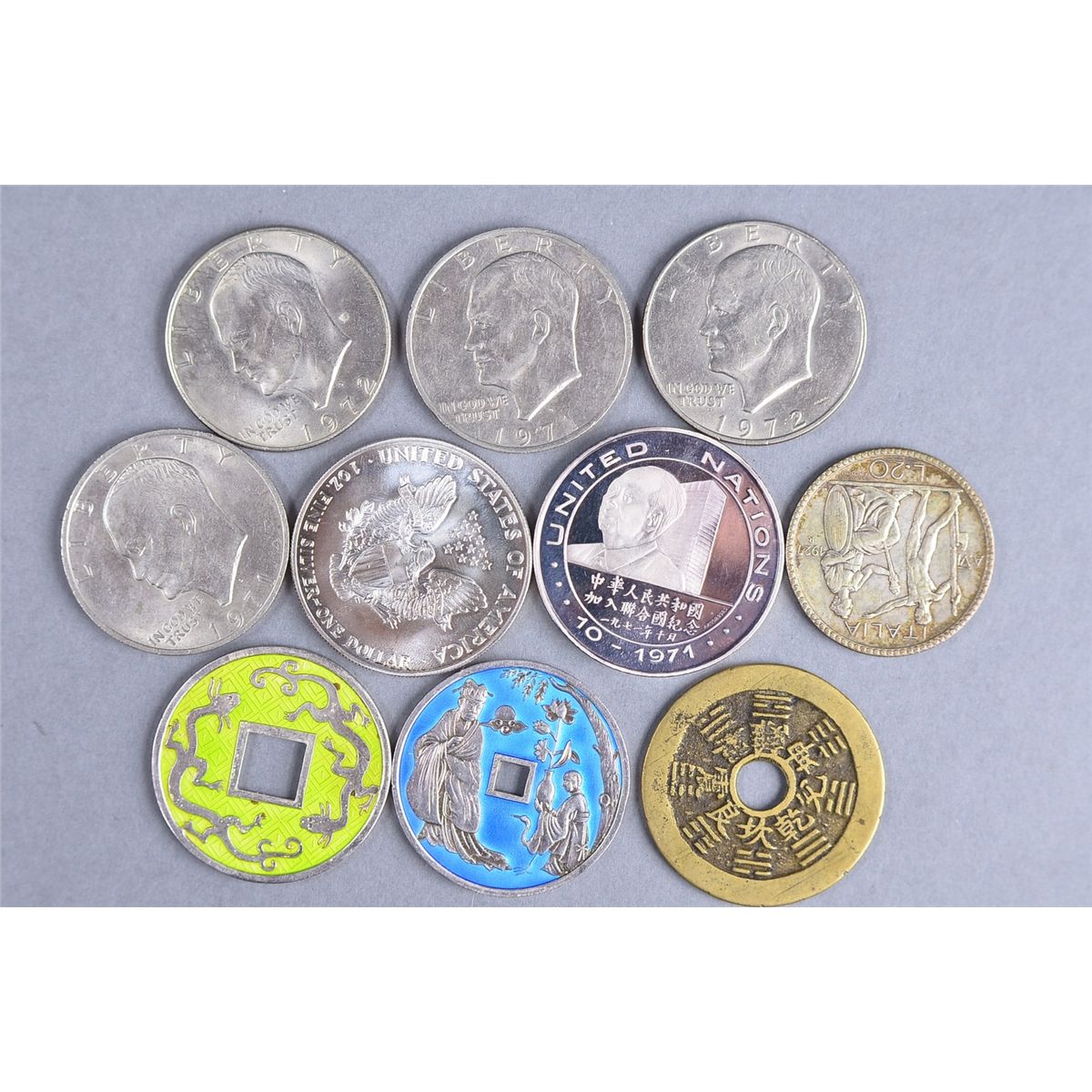 12 Large Assorted Chinese Coins