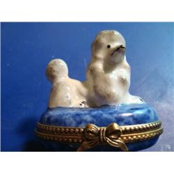 Authentic hand-painted porcelain poodle Limoges box