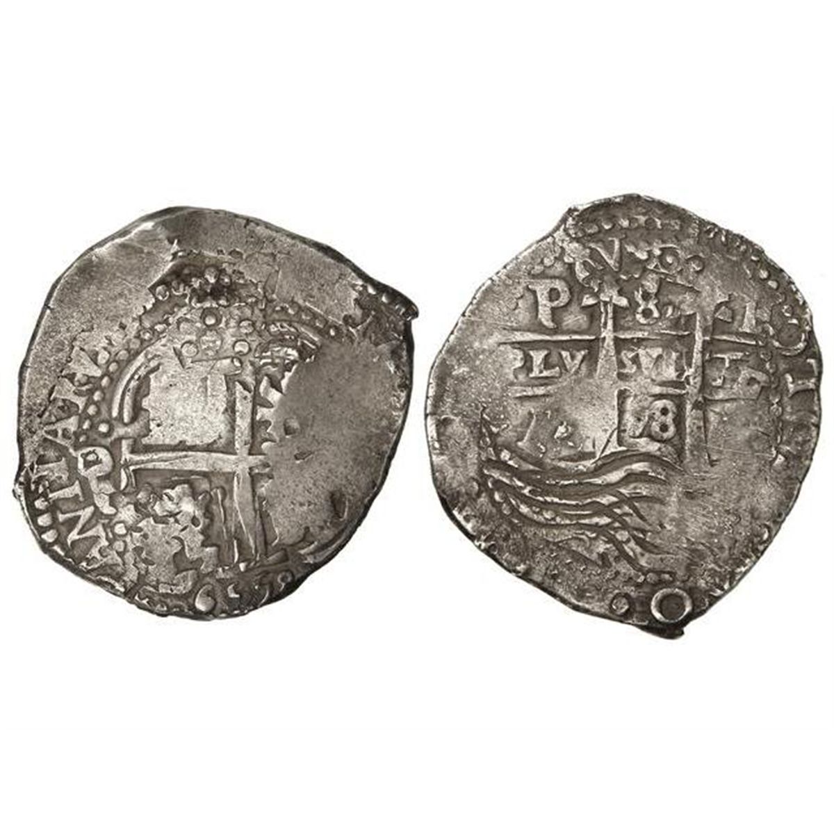 8 Reales. - 1658. - POTOSÍ. - E. - 27,59 gr. Sin 8 sobre la cruz del ...