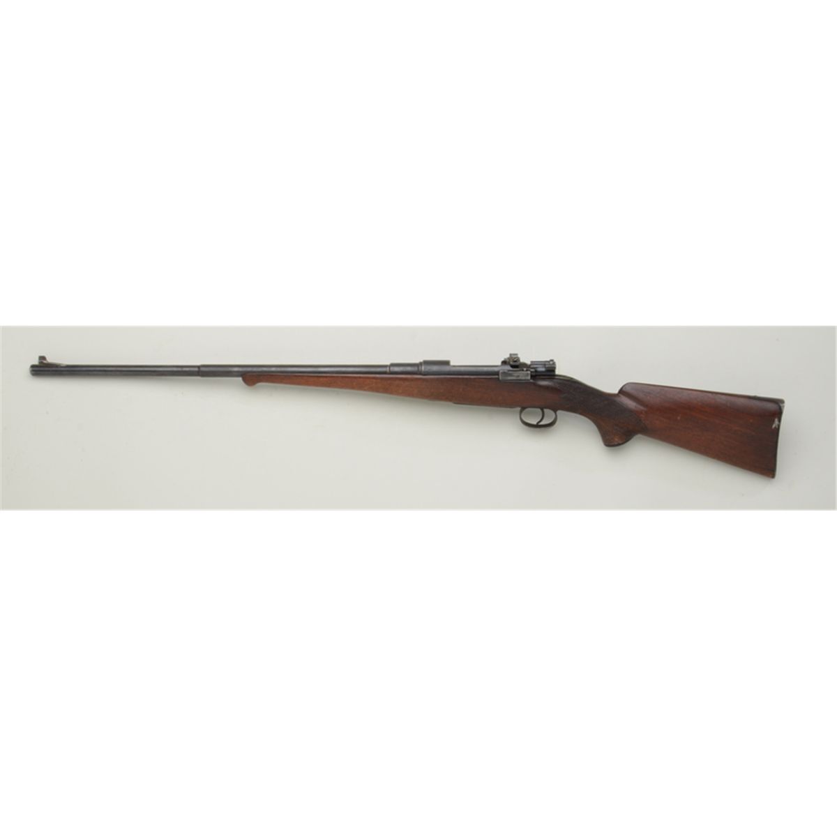 Sporterized Mauser bolt-action rifle, 7mm cal., blue finish, checkered ...