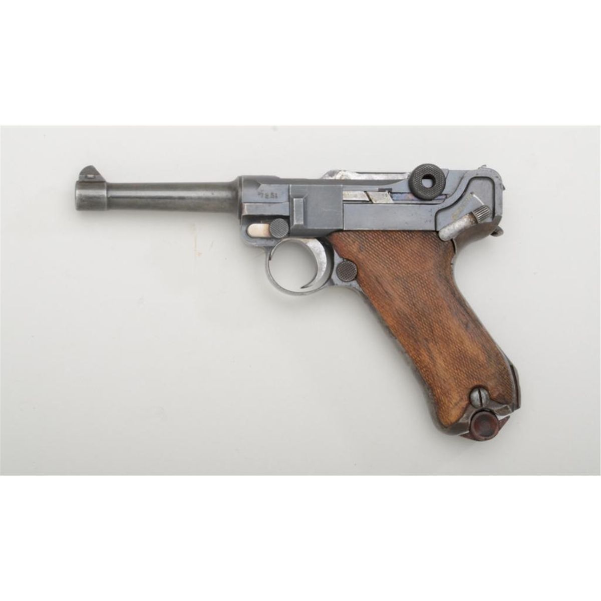 German Luger semi-auto pistol by DWM, 9mm cal., 4” barrel, blue finish ...