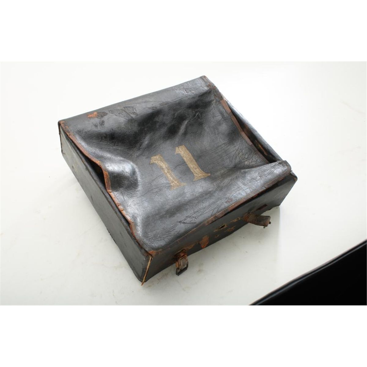 Civil War period backpack or haversack, leather over wood frame ...